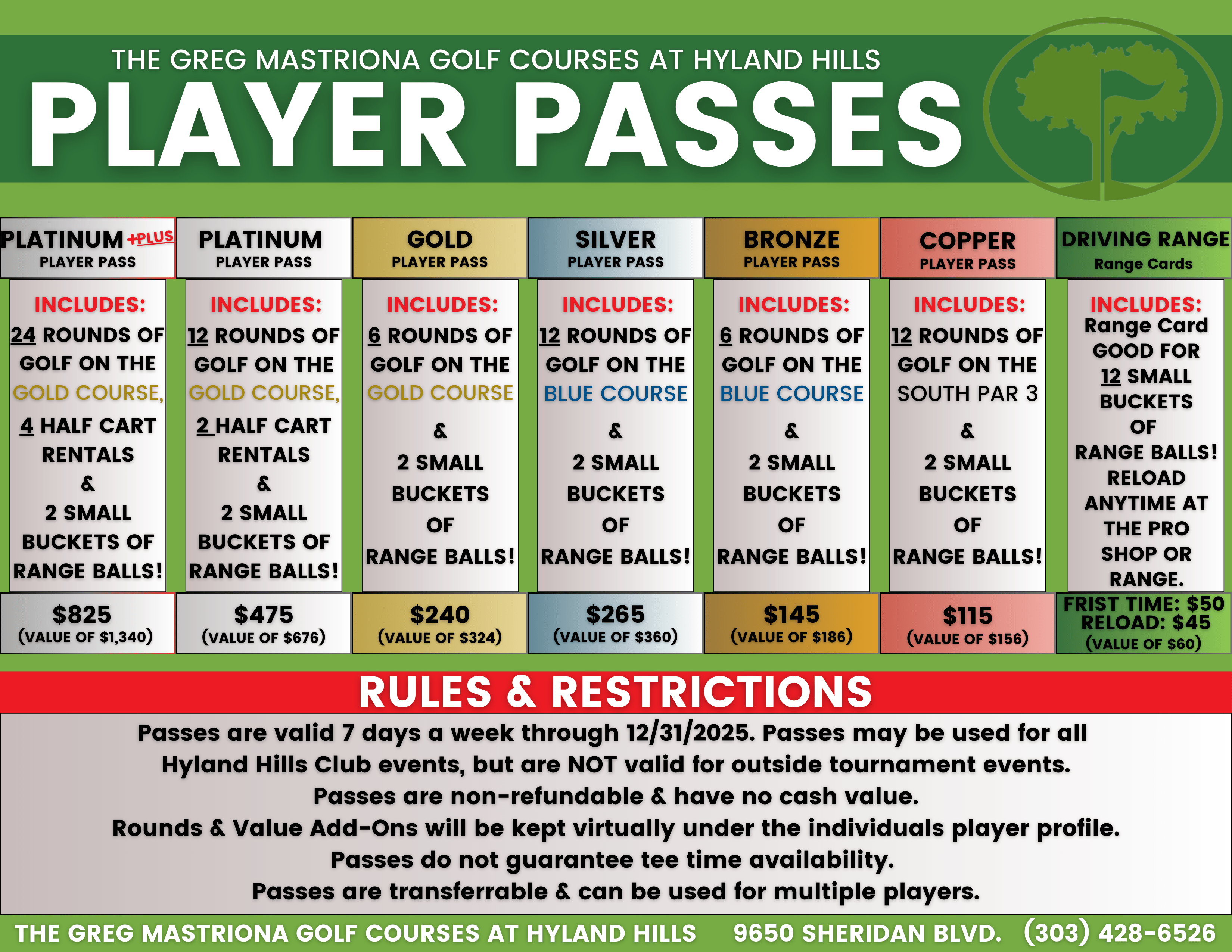 Player Passes - The Greg Mastriona Golf Courses at Hyland Hills